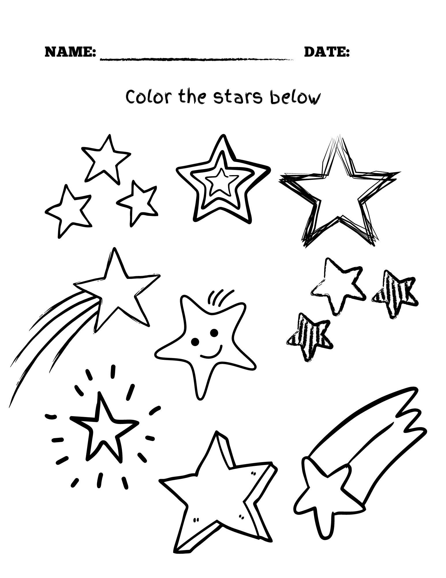 Star-themed Coloring Page for Kids 8.5x11 Digital Printable - Etsy UK