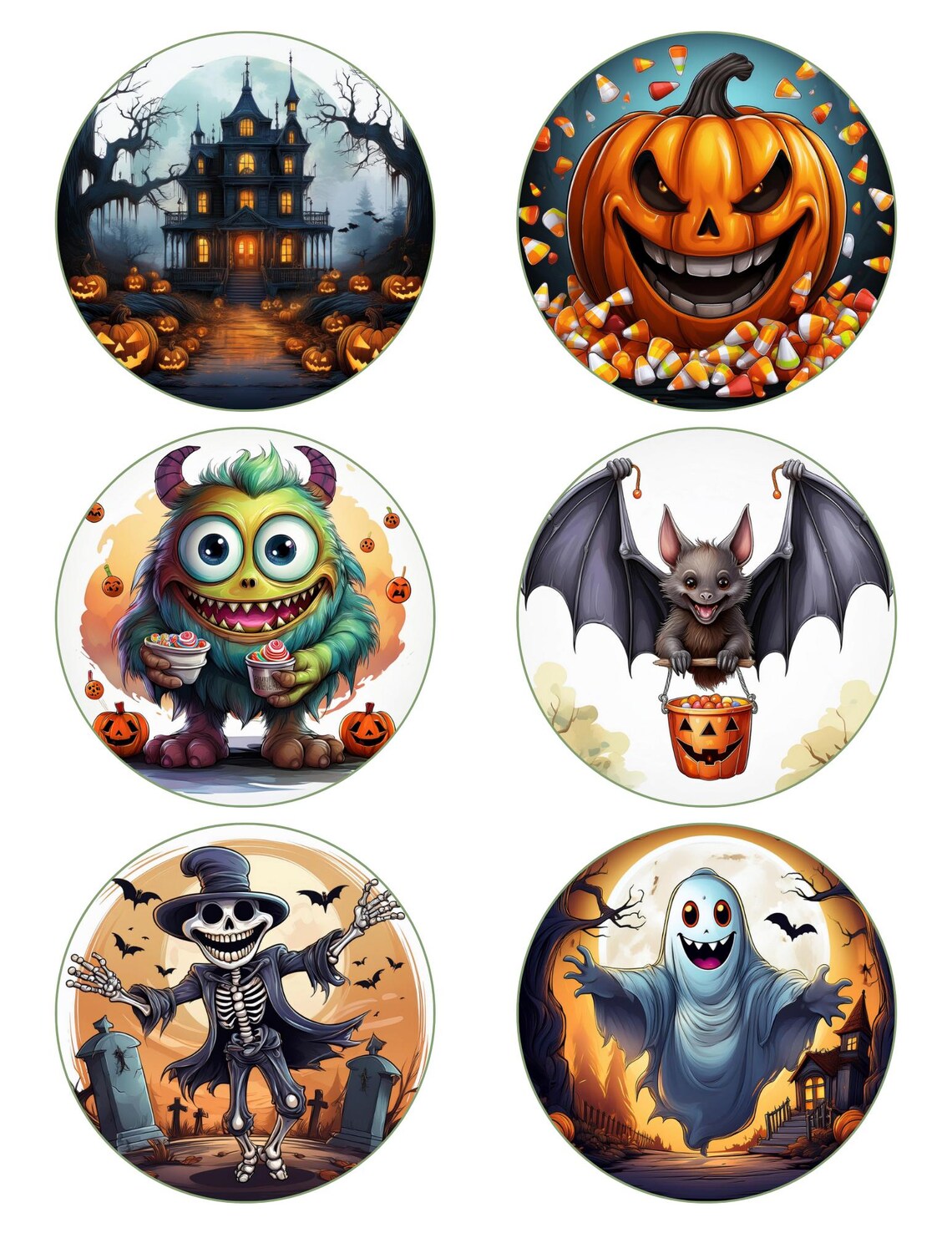 Spooky Halloween Sticker Sheet 8.5x11 PNG Instant Download - Etsy