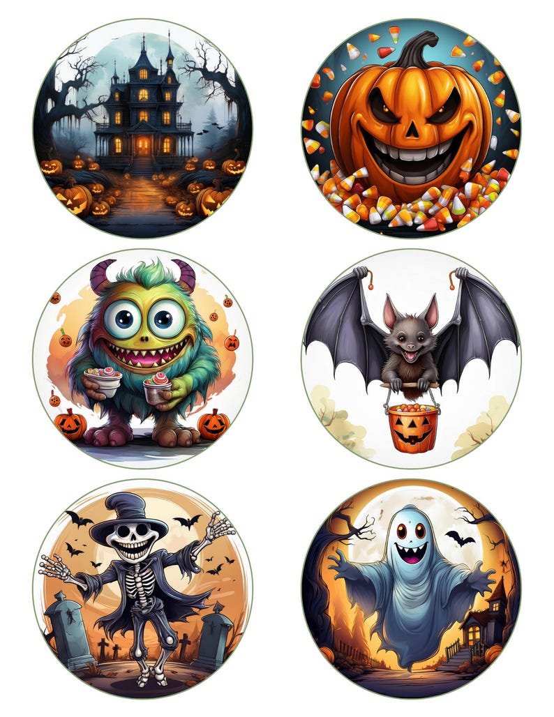 Spooky Halloween Sticker Sheet 8.5x11 PNG Instant Download - Etsy