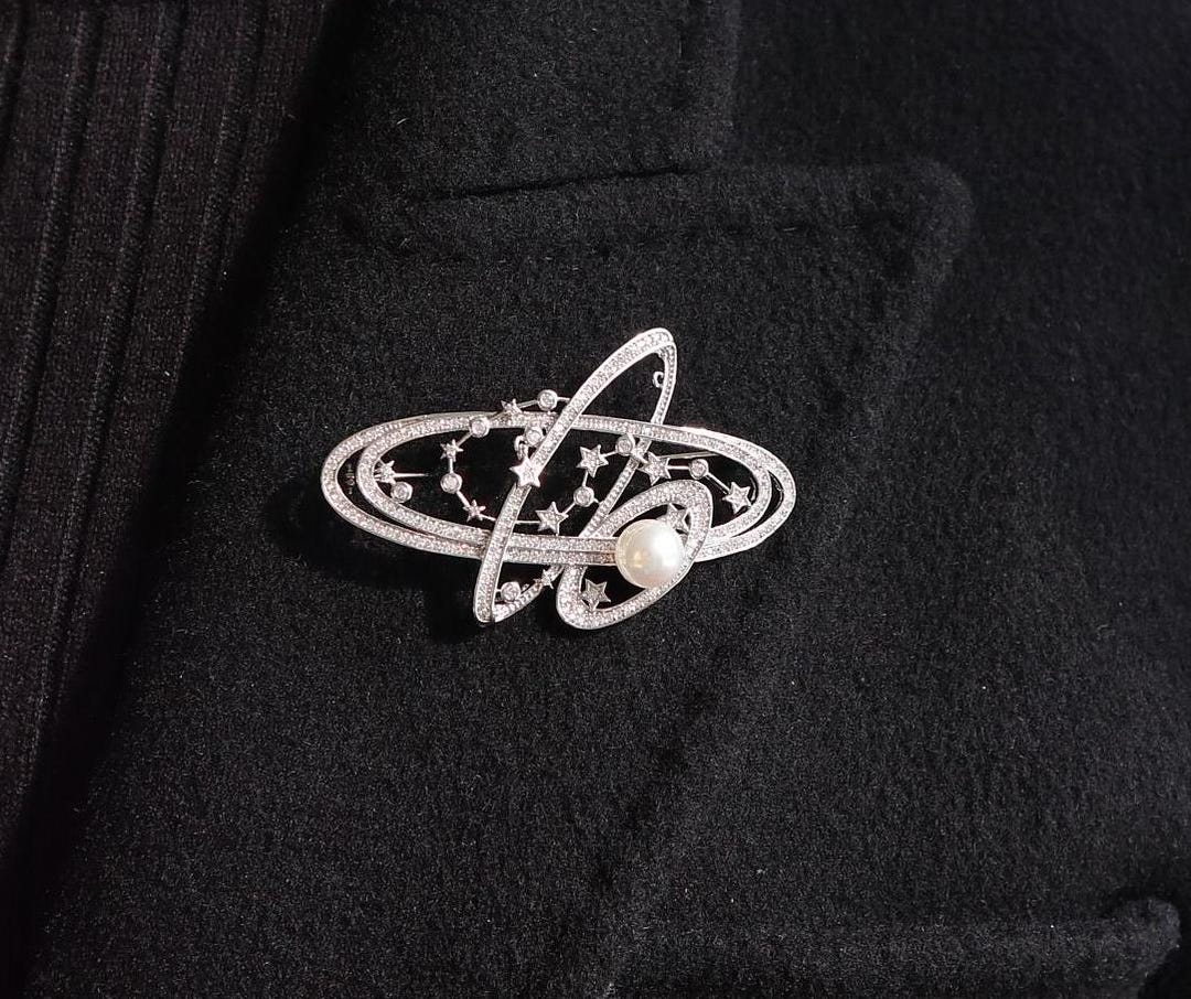Trend Micro Inlaid Zircon Star Planet Galaxy Universe Brooch Pin ...