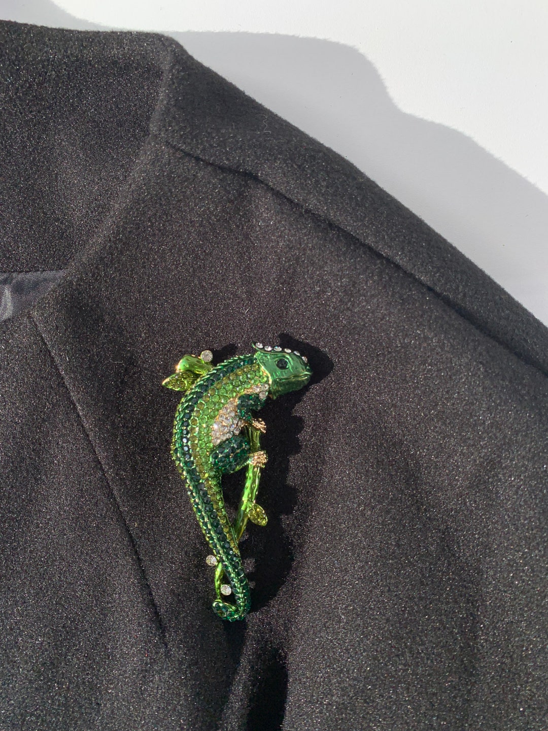 Exaggrate Rhinestone Chameleon Brooch Pin Women Lizard Brooches Big ...