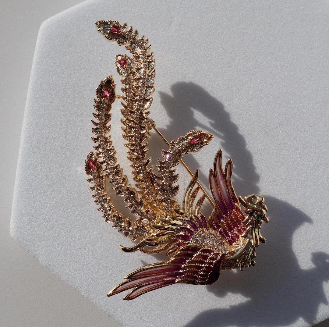 Red Colour Phoenix Shiny Brooch Pins Charm Rare Find Unisex Luxury ...