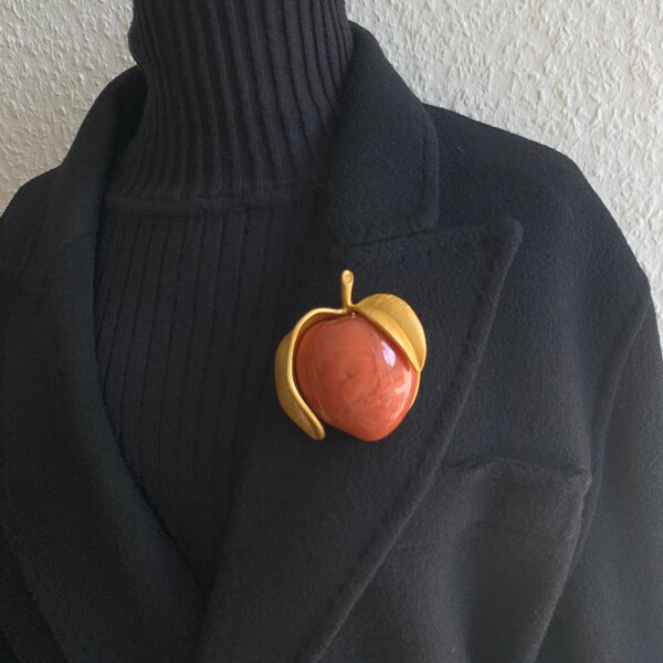 Peach Brooch - Etsy UK
