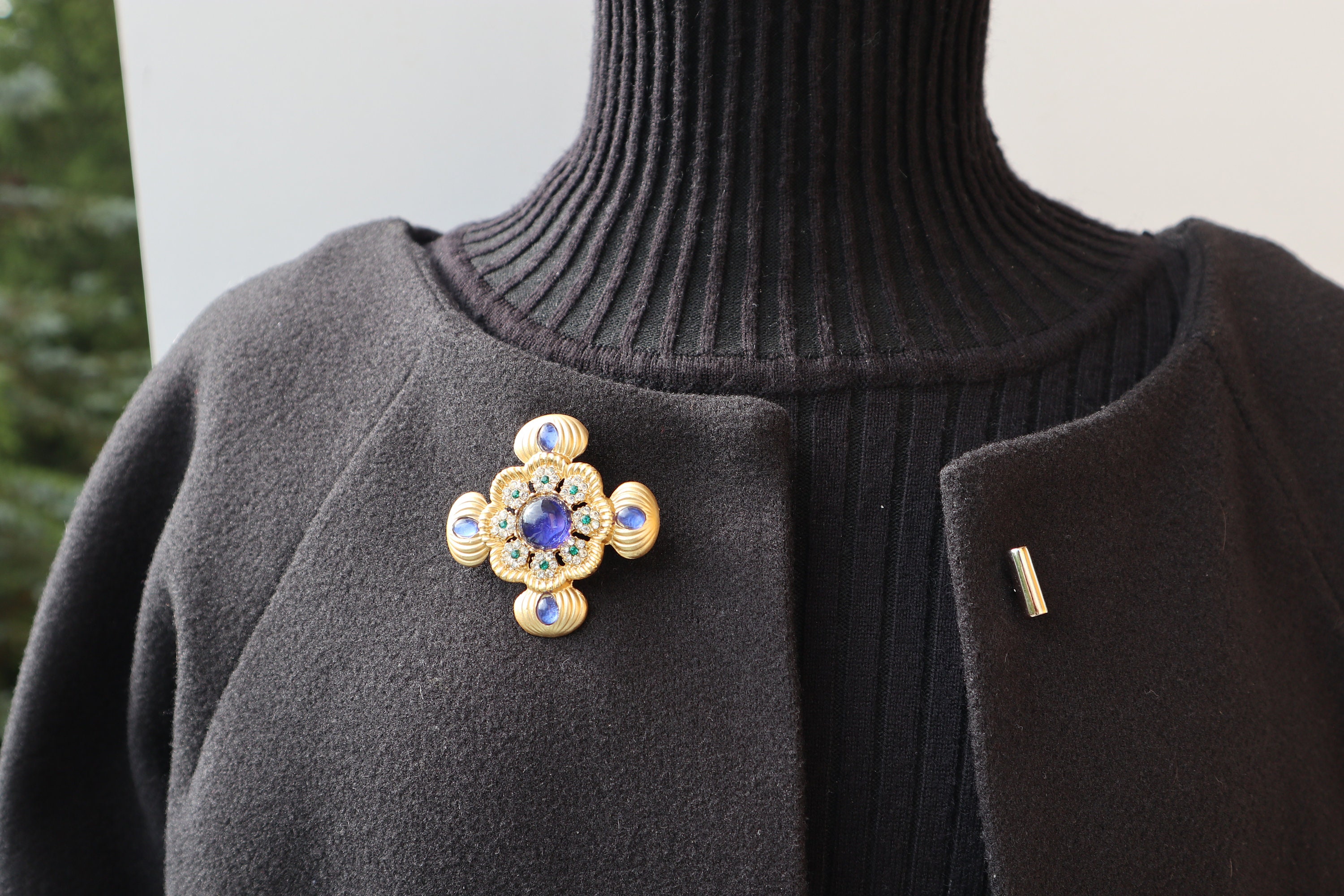 Vintage Medieval Baroque Drop Glaze Rhinestone Cross Brooch Fashion ...