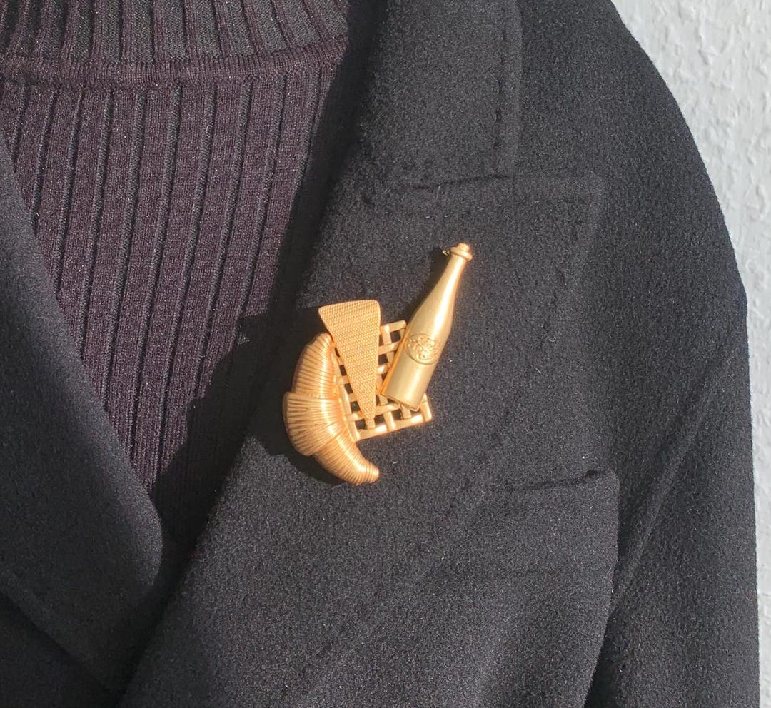 Beer Cheese Croissant Brooch: Gold Party Pin - Etsy