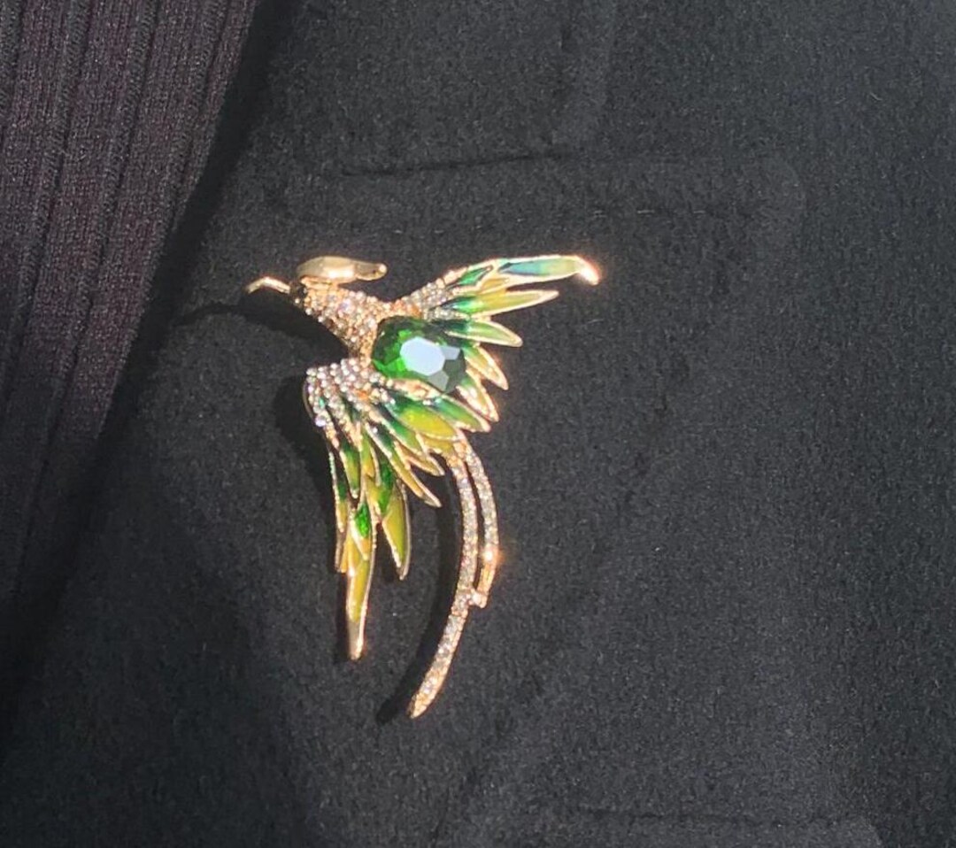 Phoenix Bird Green Colour Brooches Exquisite Unisex Jewellery ...