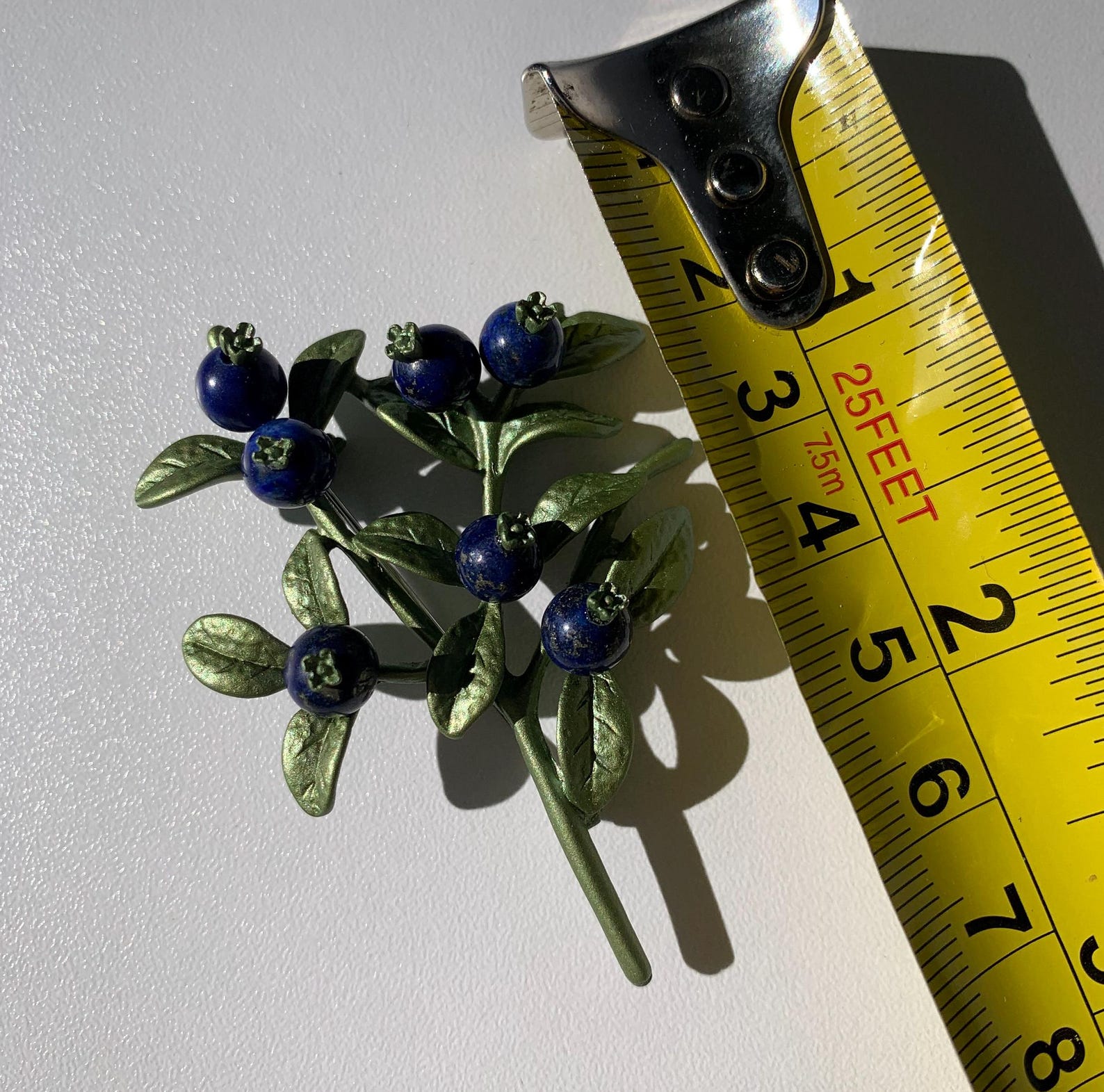 Blueberry Brooch Pin: Brass Leaf With Zircon Berries - Etsy