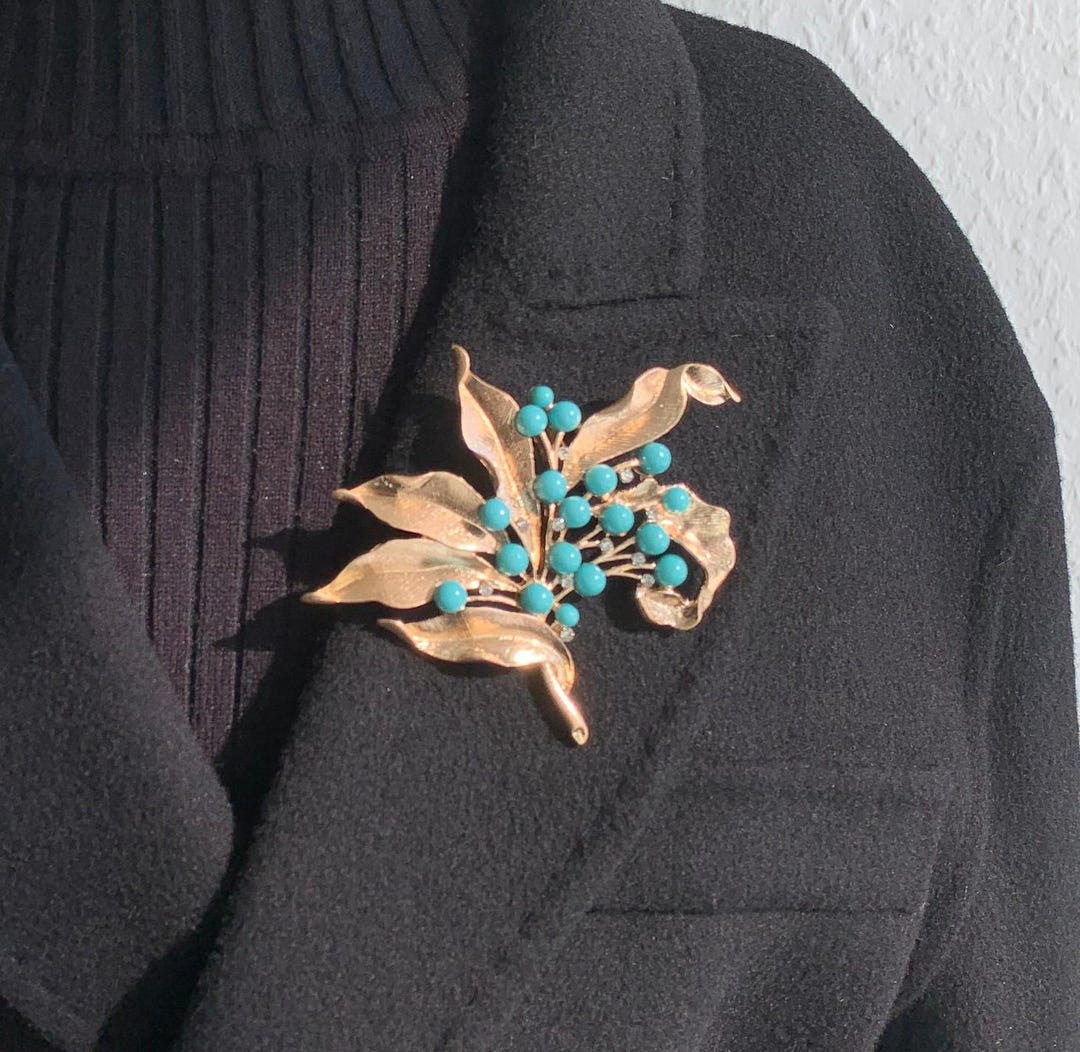 Flower Brooch Gold Blue Colour Pins Delicate Brooch Pin Badges Brosche ...