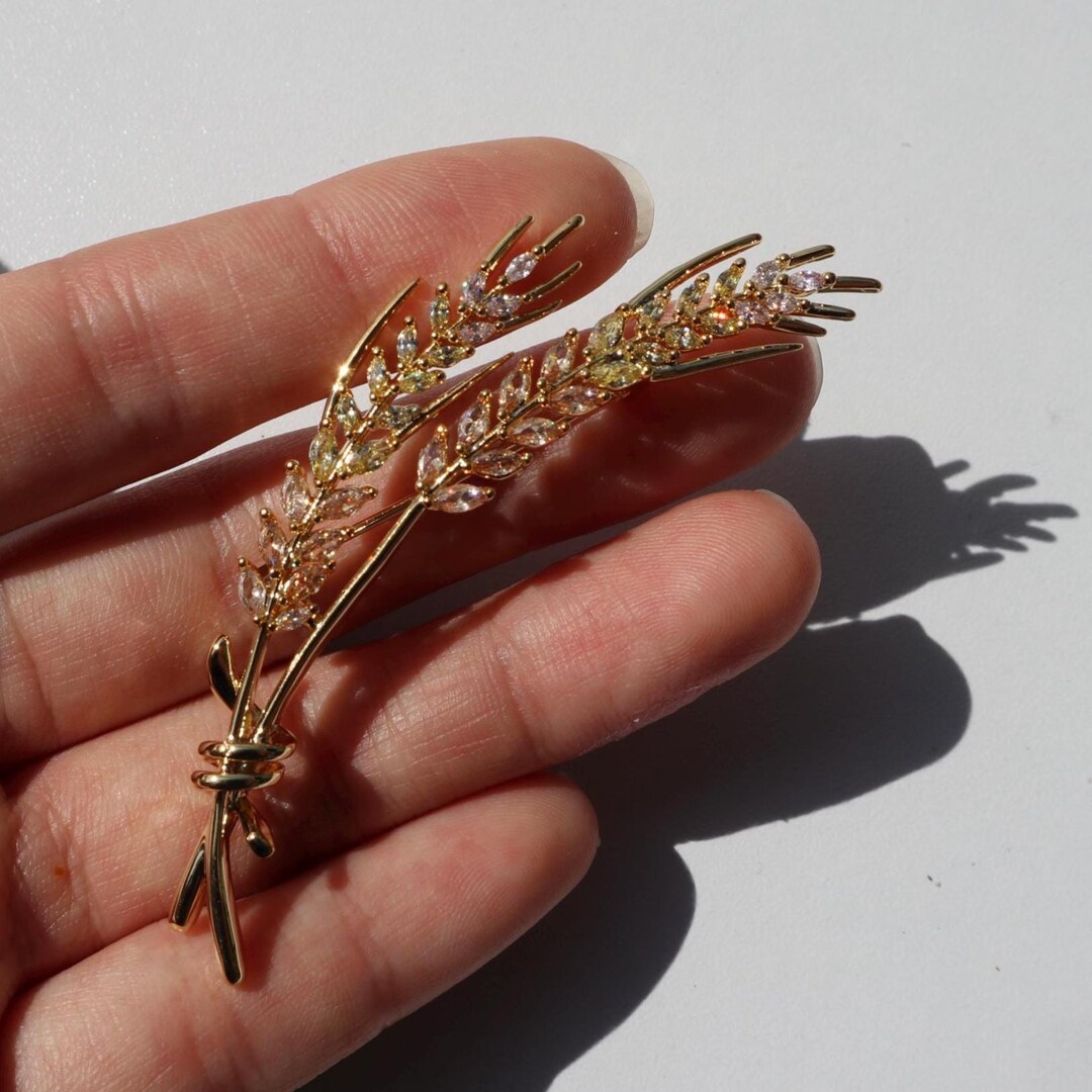 Wheat Brooch Gold Colour Pin Leaf Pin Pins Office Brooch Elegant ...