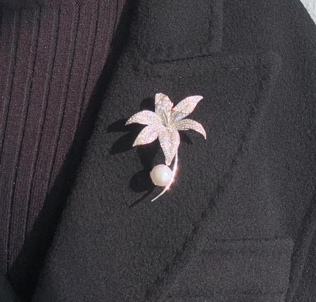 Lily Sliver Shiny Flowers Plant Pin Brooches Rare Find Accessories ...