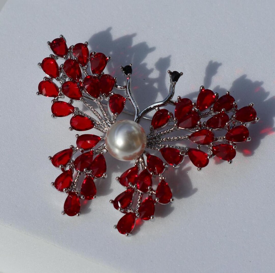 Butterfly Brooch Red Colour Pins Jewelry Wedding Gifts Brosche ...