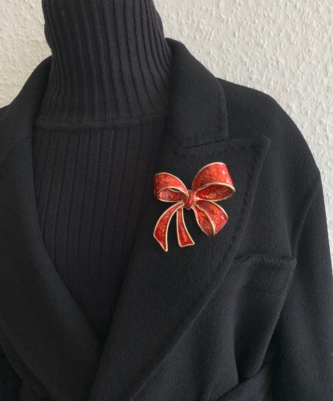 Classic Jewelry Red Color Ribbon Rhinestone Brooches for Women Elegant ...