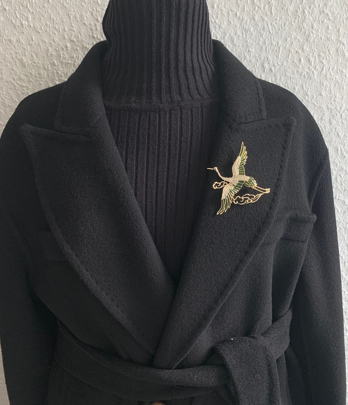 Brooch Copper Jewelry Green Crane Cloud Brooches Inlaid Zircon High ...