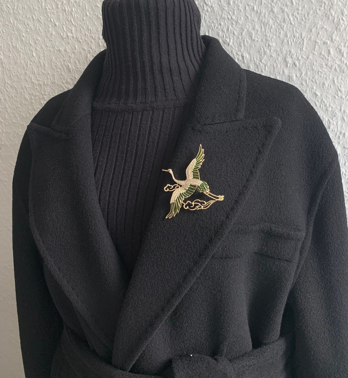 Brooch Copper Jewelry Green Crane Cloud Brooches Inlaid Zircon High ...