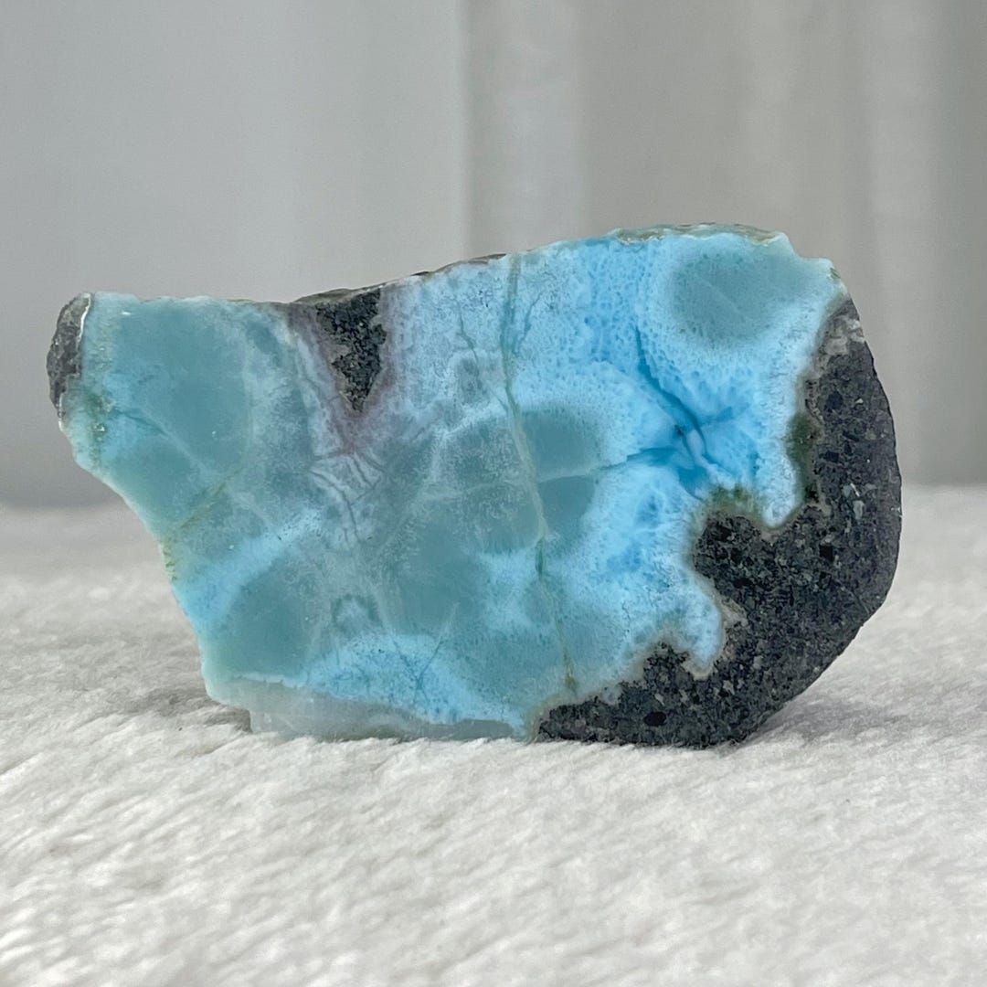289g Blue Larimar Specimen, Natural Rough Raw Stone From Dominican ...