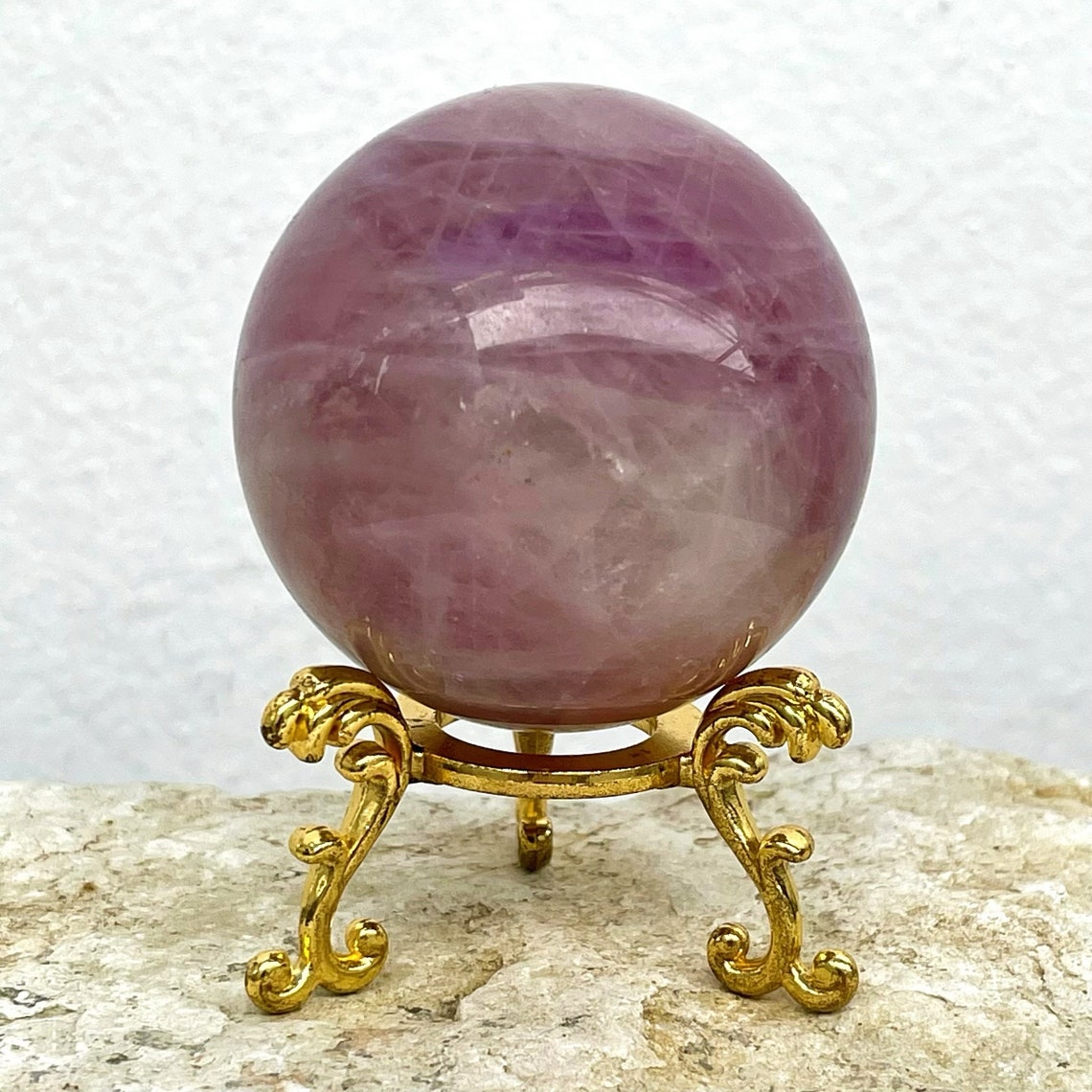 245g Beautiful Rare Lavender Rose Quartz Sphere, Purple Rose Quartz ...
