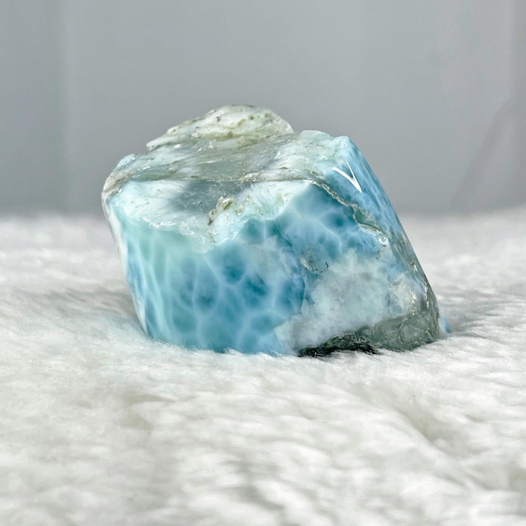 102g Sky Blue Larimar Stone, Polished Freeform Larimar Crystal, Natural ...