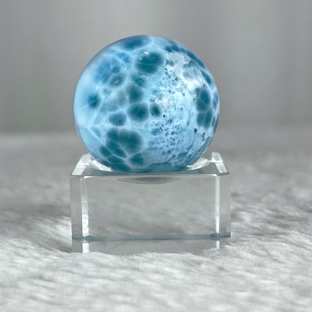 35g Larimar Sphere With Ocean Patterns, Genuine Stone, Stress Relief ...