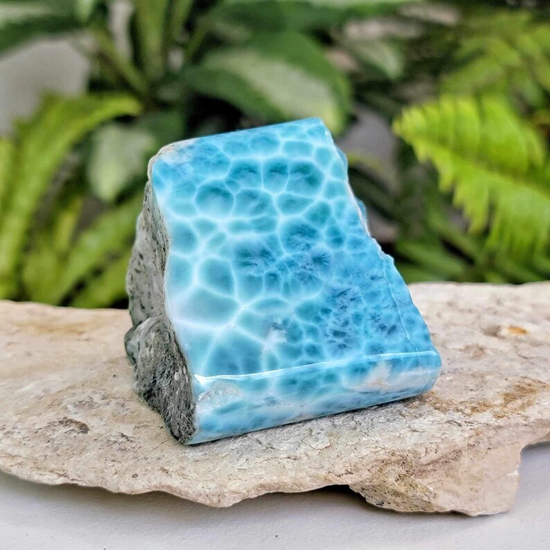 354g AAAA Ocean Blue Larimar Specimen, Polished Larimar Crystal ...