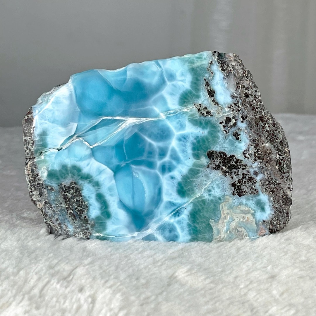 533g Big Larimar Stone Natural in Matrix, AAA Semi Polished Blue ...
