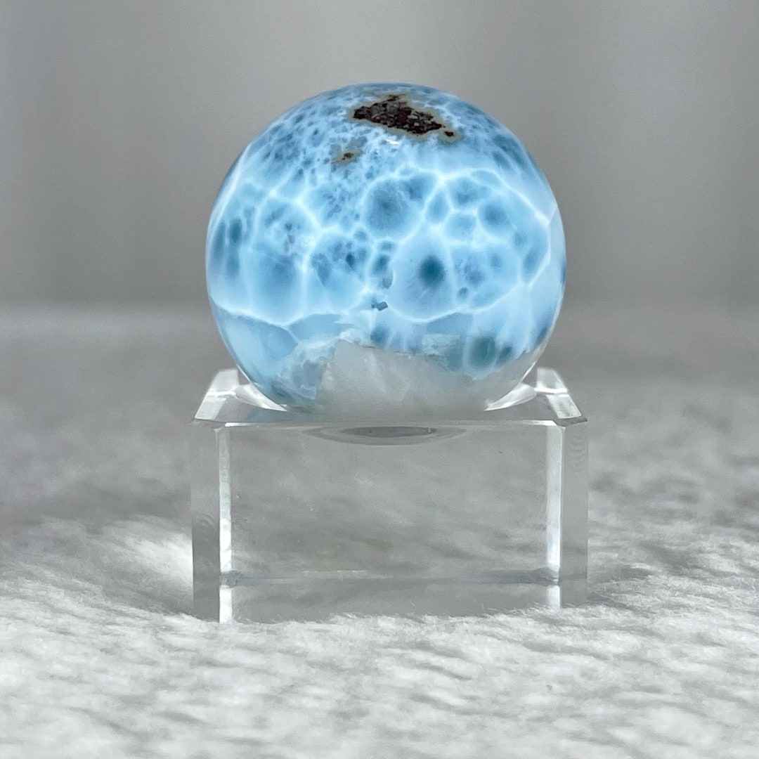 33g RARE Larimar Sphere With Milky Quartz, Ocean Patterns, Rare Mineral ...