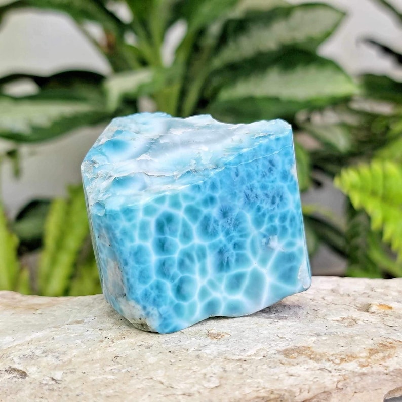 354g AAAA Ocean Blue Larimar Specimen, Polished Larimar Crystal ...