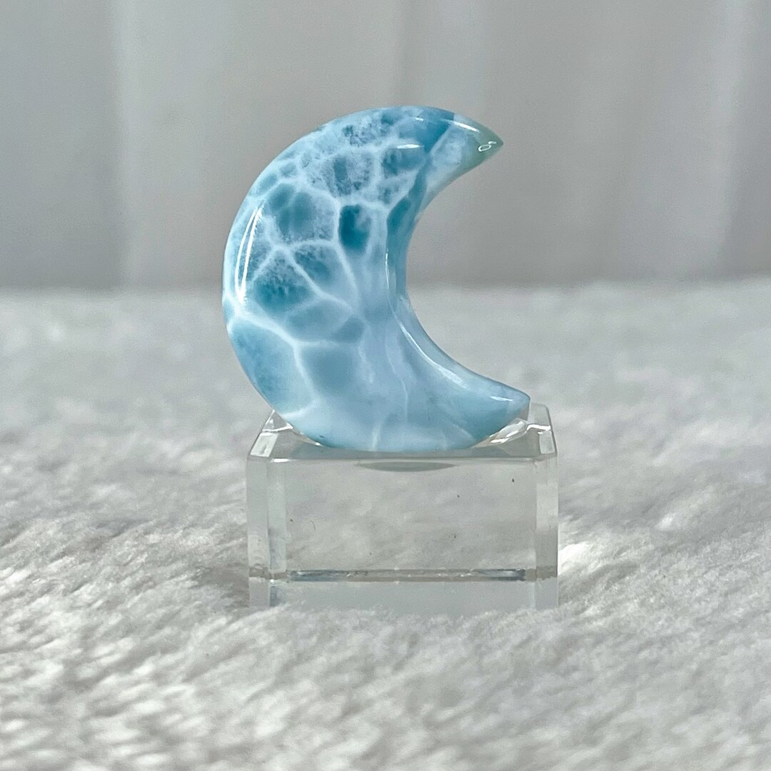 12g AAA Ocean Blue Larimar Moon Palm Stone, Blue Larimar, High Quality ...