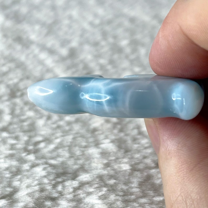 15g AAA Stunning Ocean Blue Larimar Dolphin Palmstone, Polished Larimar ...