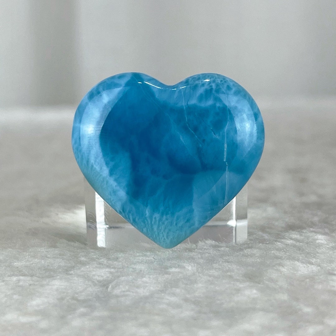 16g SUPER BLUE Larimar Heart Palm Stone, High Quality Crystal, Atlantis ...