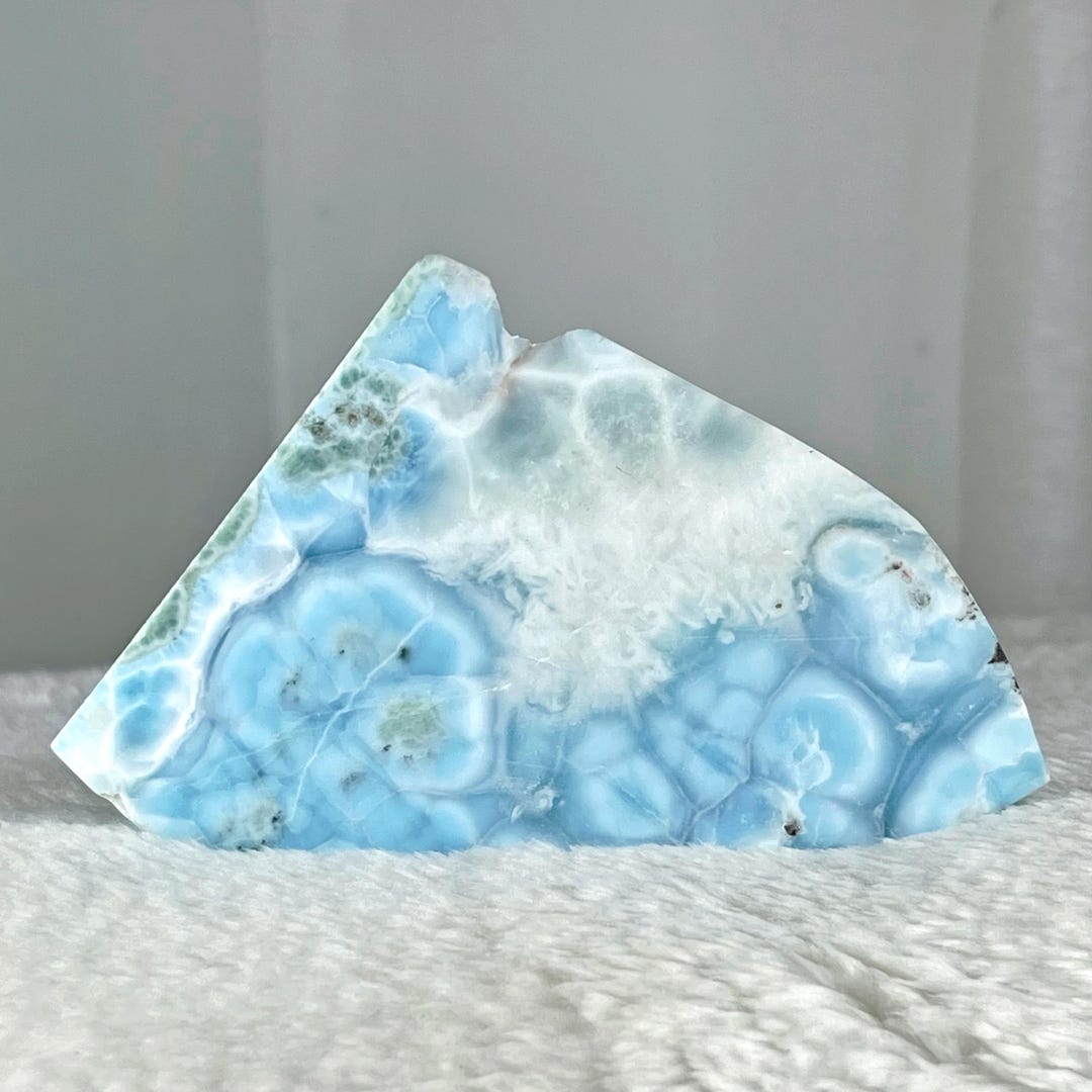 216g Larimar Slab, AAA+ Sky Blue Flat Gemstone, Rough Raw & Natural ...