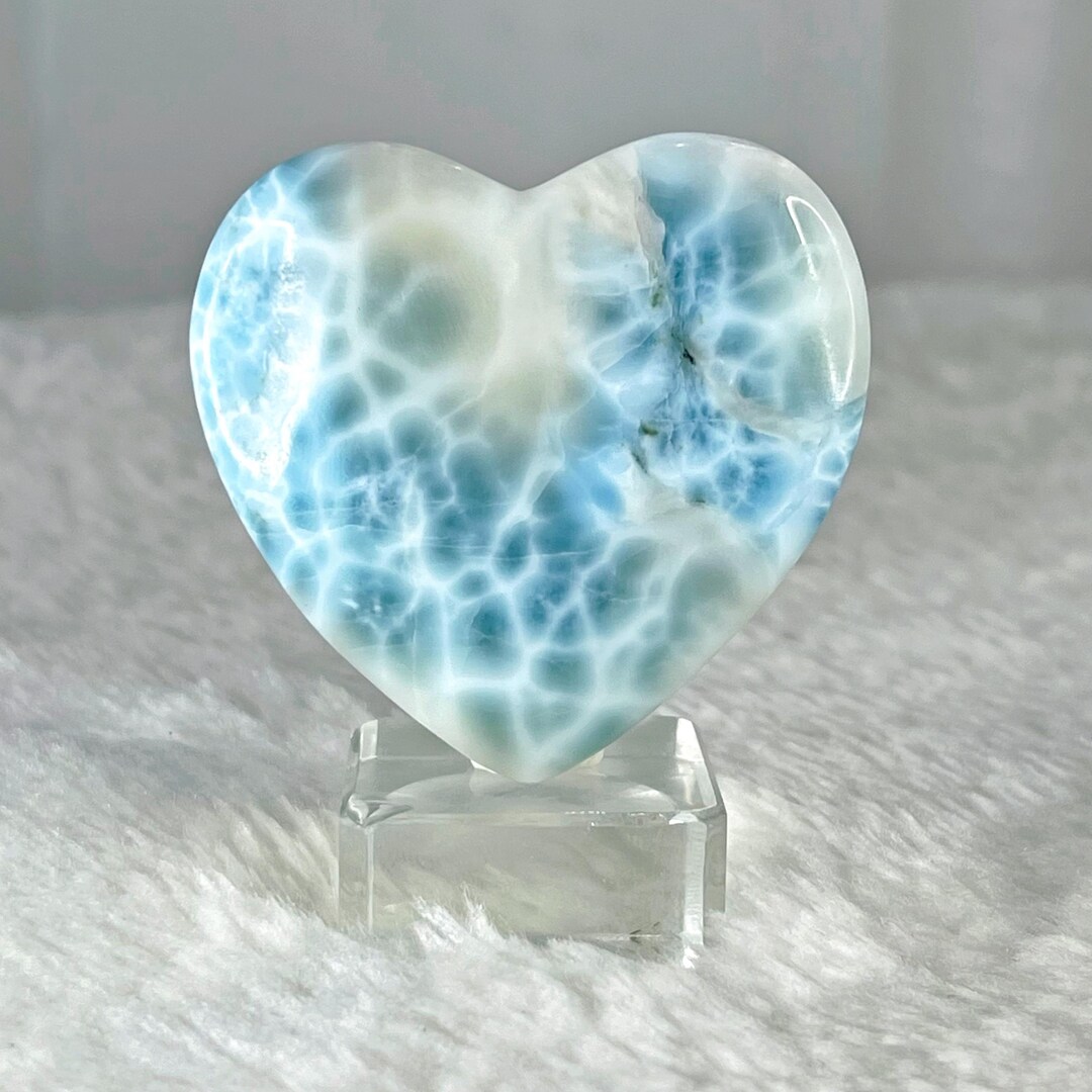 55g Larimar Heart With Ocean Patterns, AAA High Grade Blue Crystal ...