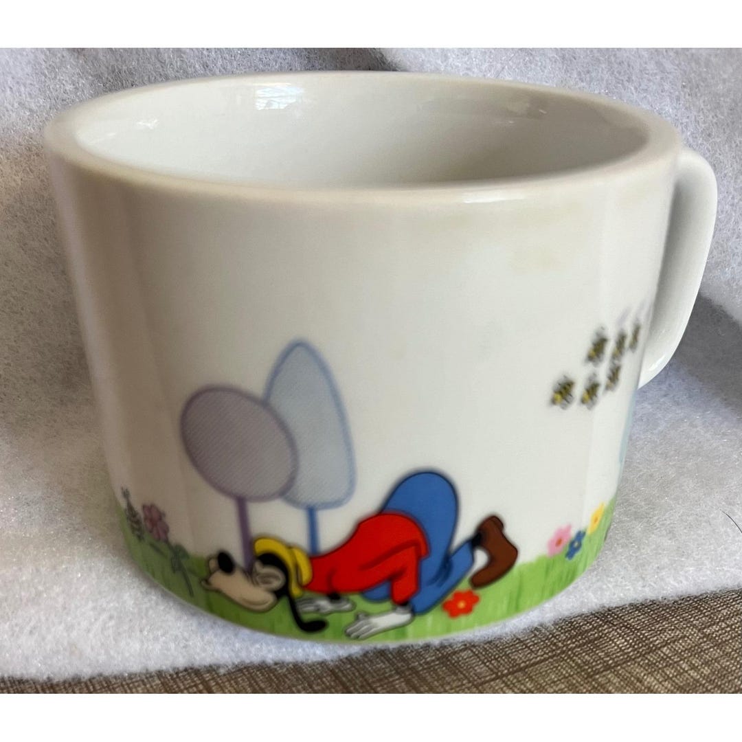 Vintage Walt Disney Goofy Mug Bees Trees Flowers Cartoon Ceramic Coffee ...