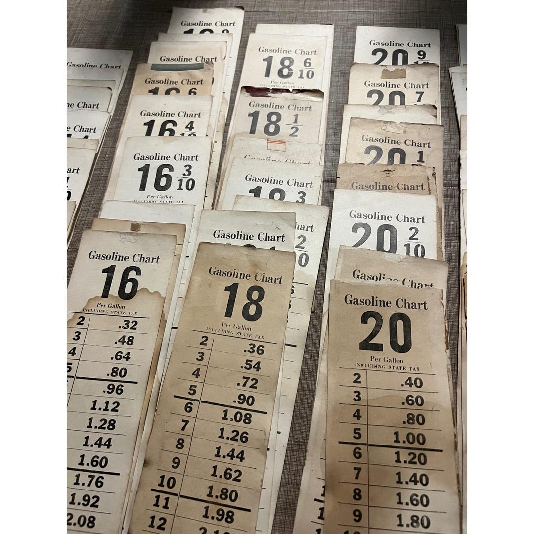 Vintage Gasoline Price Charts DIBB MFG CO Lot of 72 Old Gas Station ...