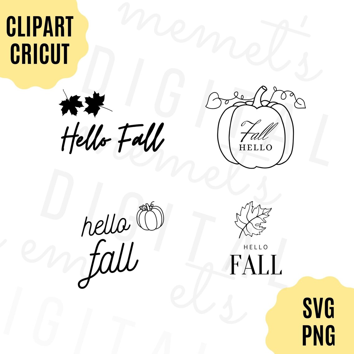Hello Fall SVG Printable Clipart Bundle for T-shirt Mug and - Etsy