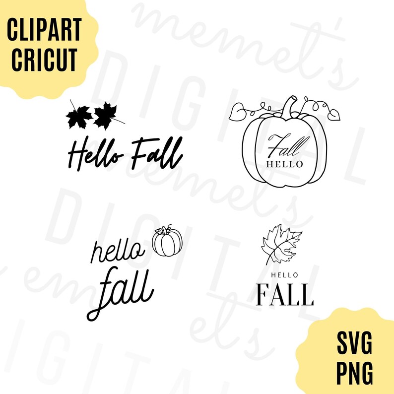 Hello Fall SVG Printable Clipart Bundle for T-shirt Mug and - Etsy