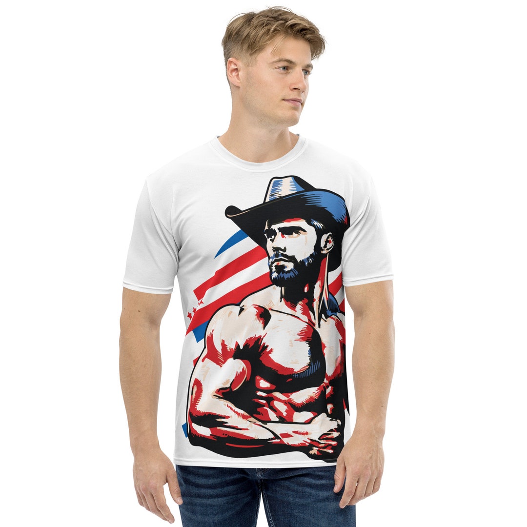 Wild West Muscle Shirt Large Print Rodeo Graphic Tee, Bold Gay ...