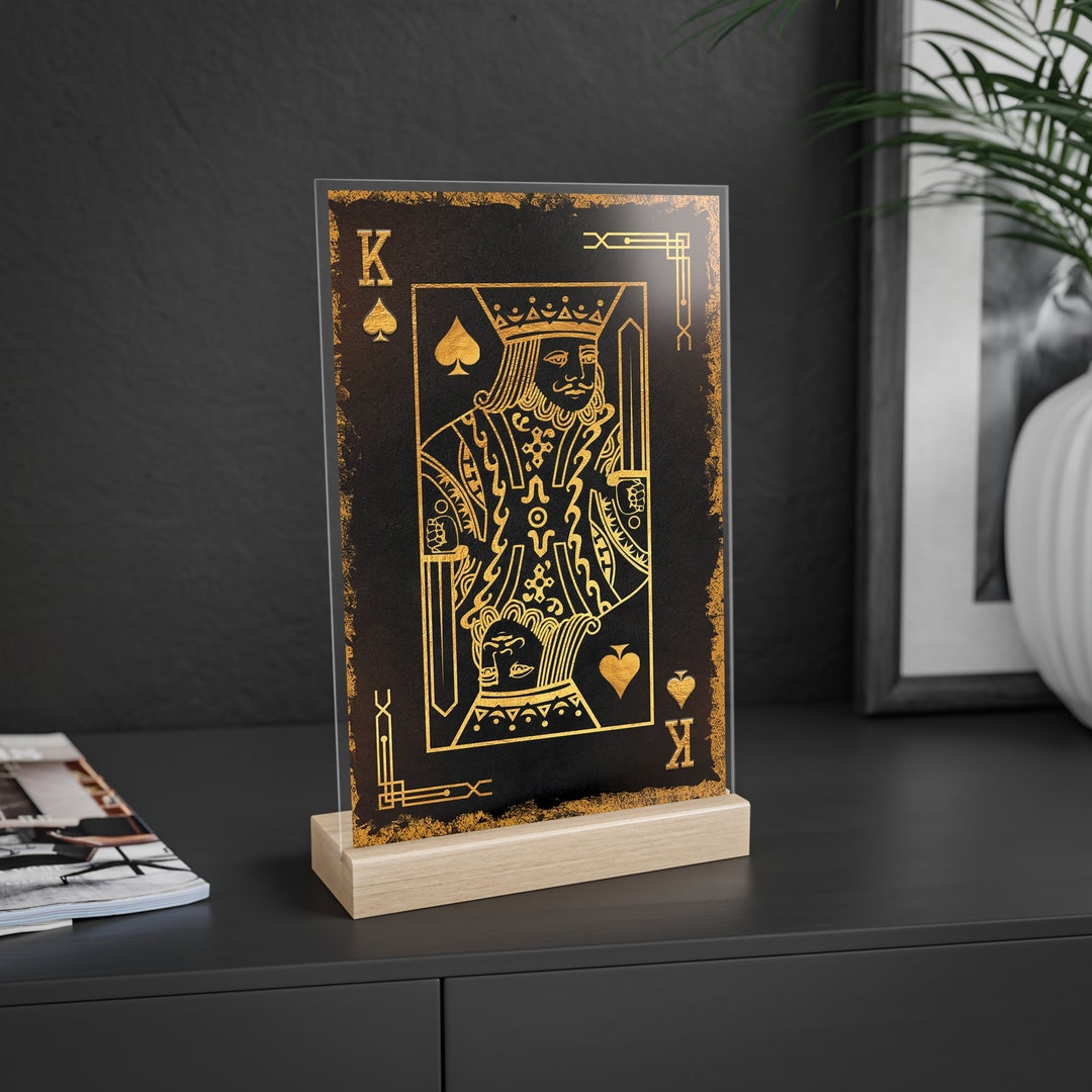 King of Spades Luxury, Stylish Black & Gold Acrylic Design With Wooden ...
