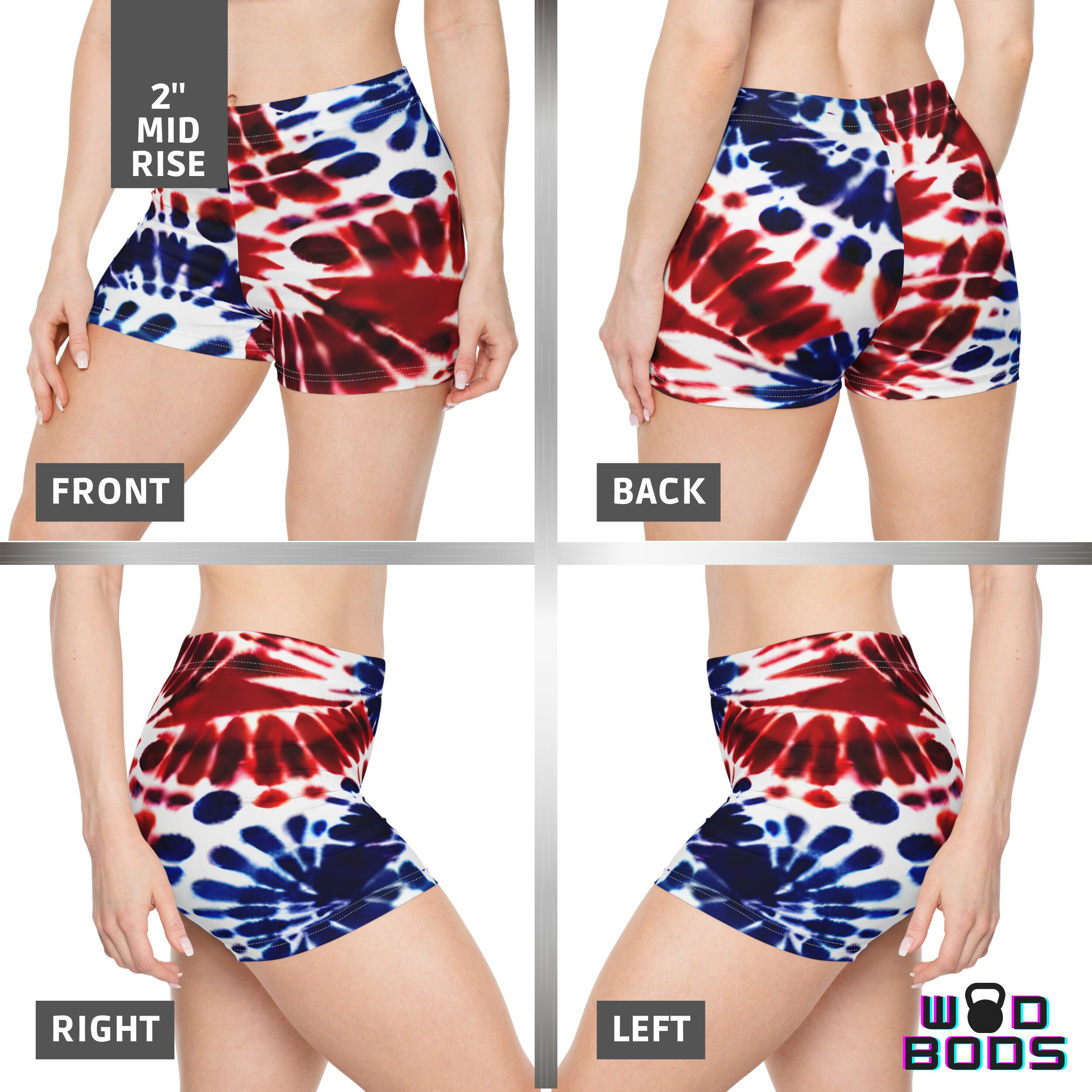 Tie Dye Red White & Blue Biker Shorts Training Shorts Squat - Etsy