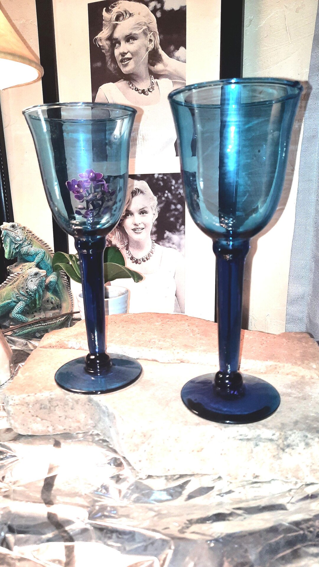 Vintage Translucent Cobalt Blue Water/wine Glass - Etsy