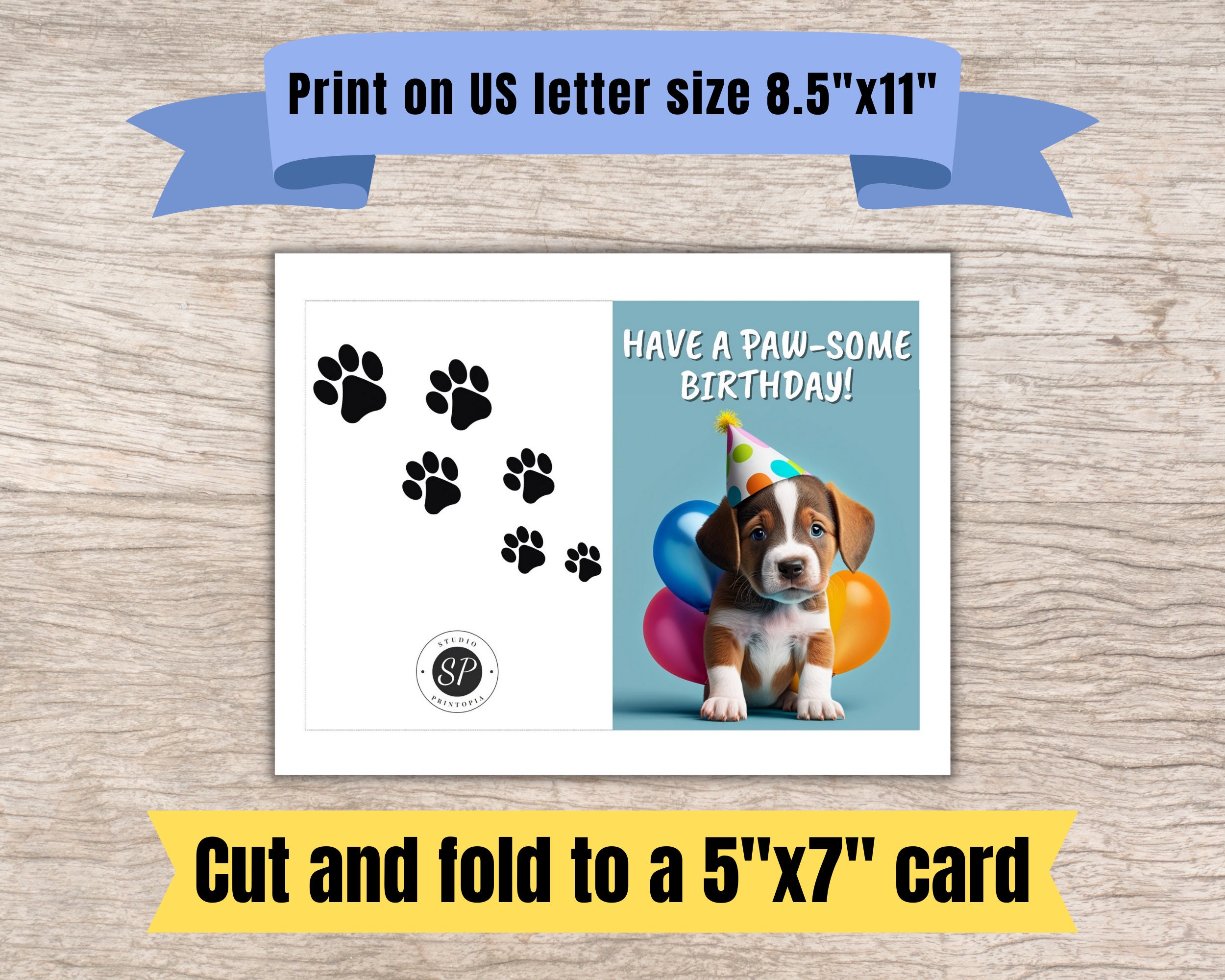 Printable Birthday Card, Instant Digital Download, Greeting Card, 5x7 ...