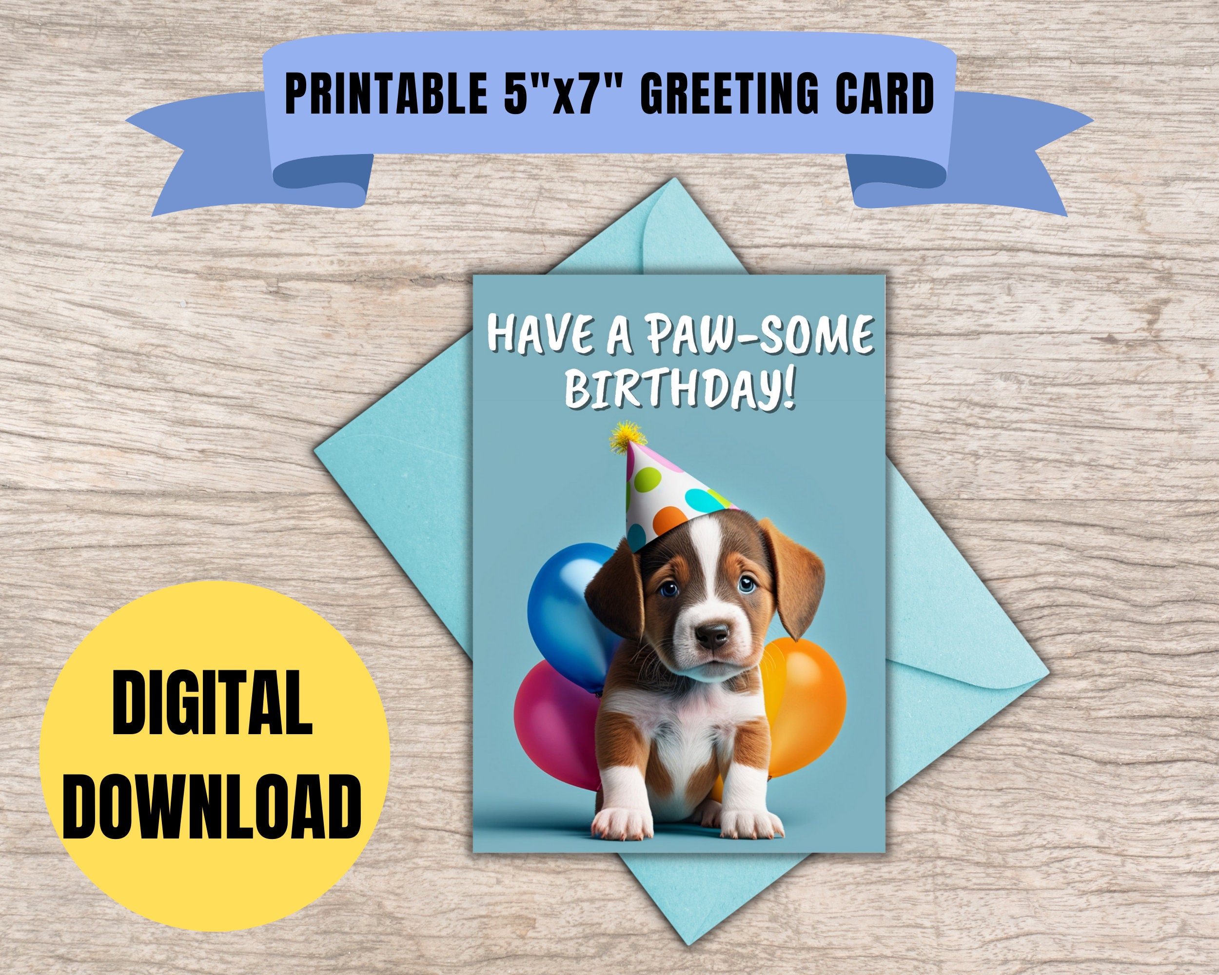 Printable Birthday Card, Instant Digital Download, Greeting Card, 5x7 ...