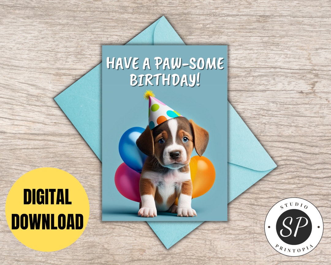 Printable Birthday Card, Instant Digital Download, Greeting Card, 5x7 ...