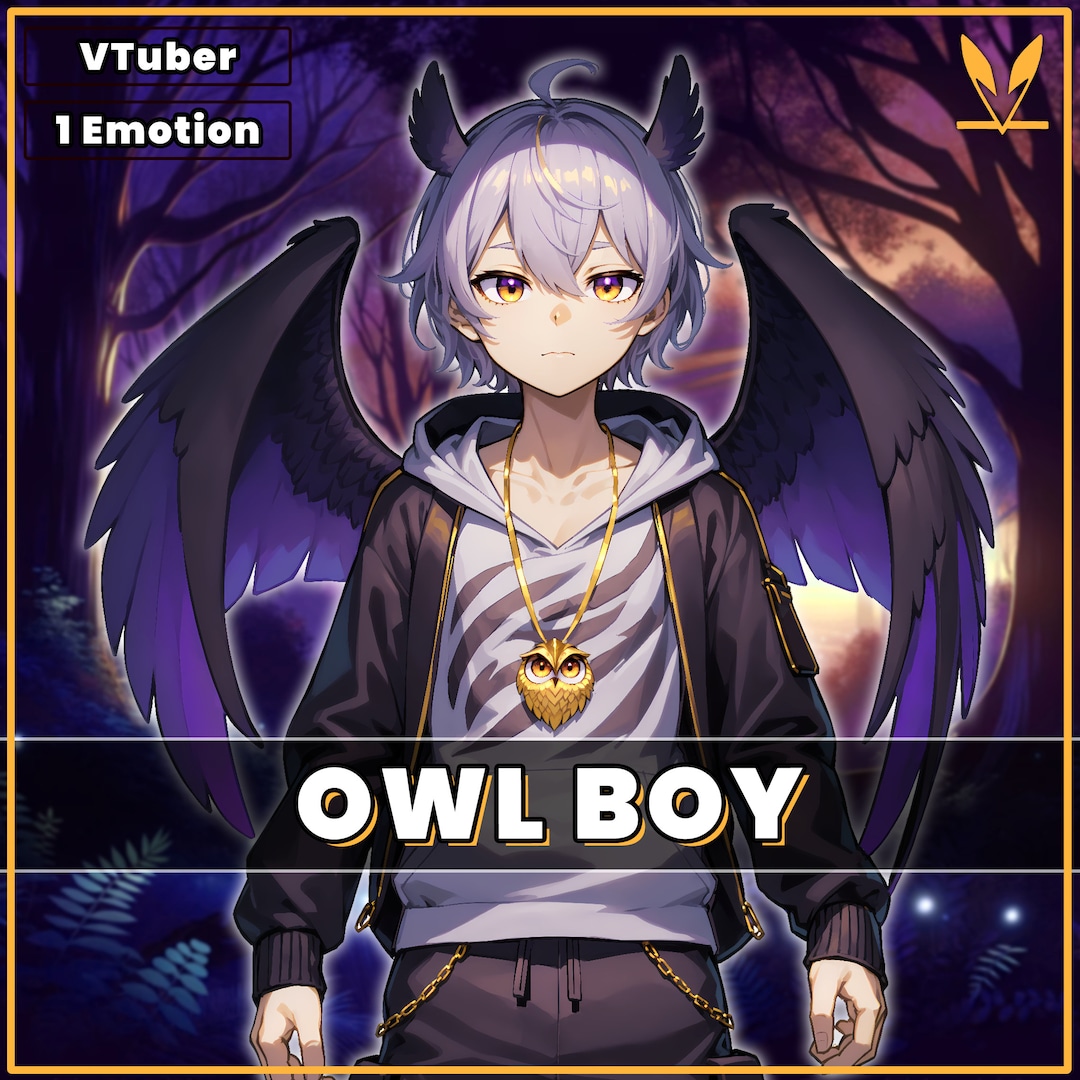 Vtuber Owl Boy for Vtube Studio as a Cute Purple Vtuber Animal Male ...
