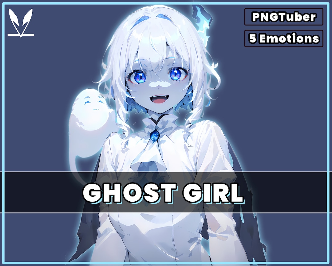 Pngtuber Cute Ghost Girl 5 Expressions Premade - Etsy