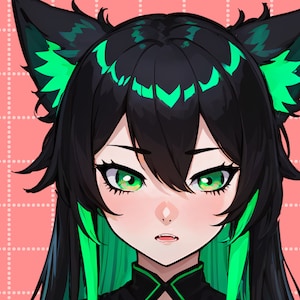 Vtuber - Jade Cat Girl for Vtube Studio as a Cute Green and Black Full ...