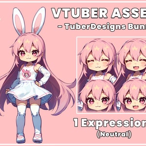 Free Trial Pngtuber Tuberdesigns Chibi Bunny With 1 Expression. Premade Model for Streaming on ...
