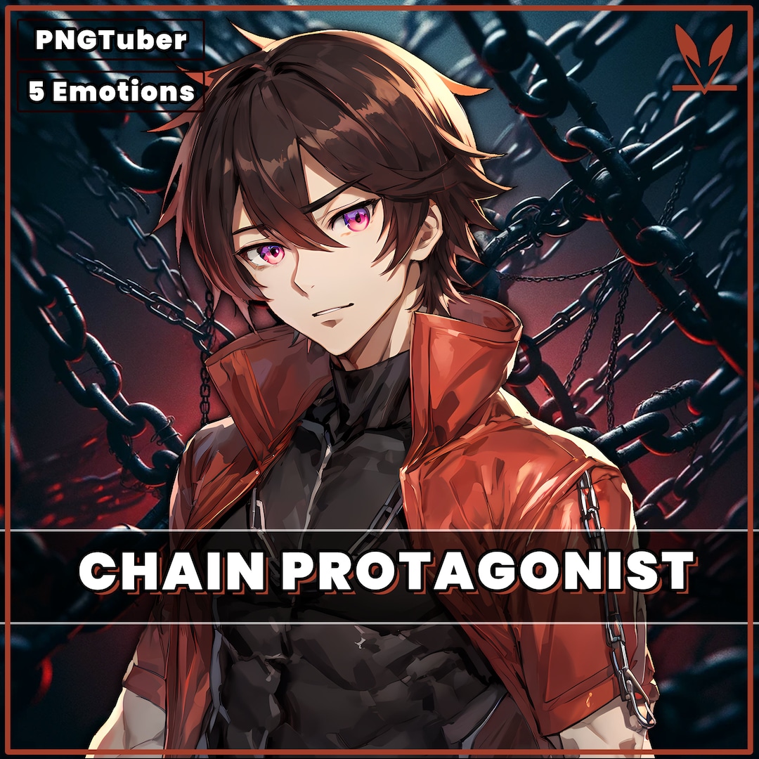Pngtuber Chain Protagonist Boy 2D Premade Model With 5 Emotions for ...
