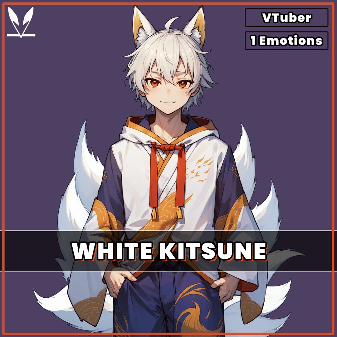 Vtuber White Kitsune Boy Live2d Vtube Studio Animal - Etsy New Zealand