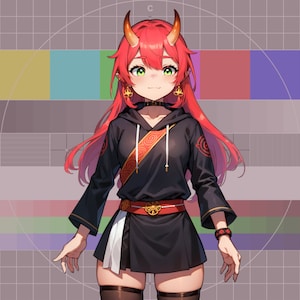Vtuber - Oni Demon Girl for Vtube Studio as a Cute Orange Half Body ...