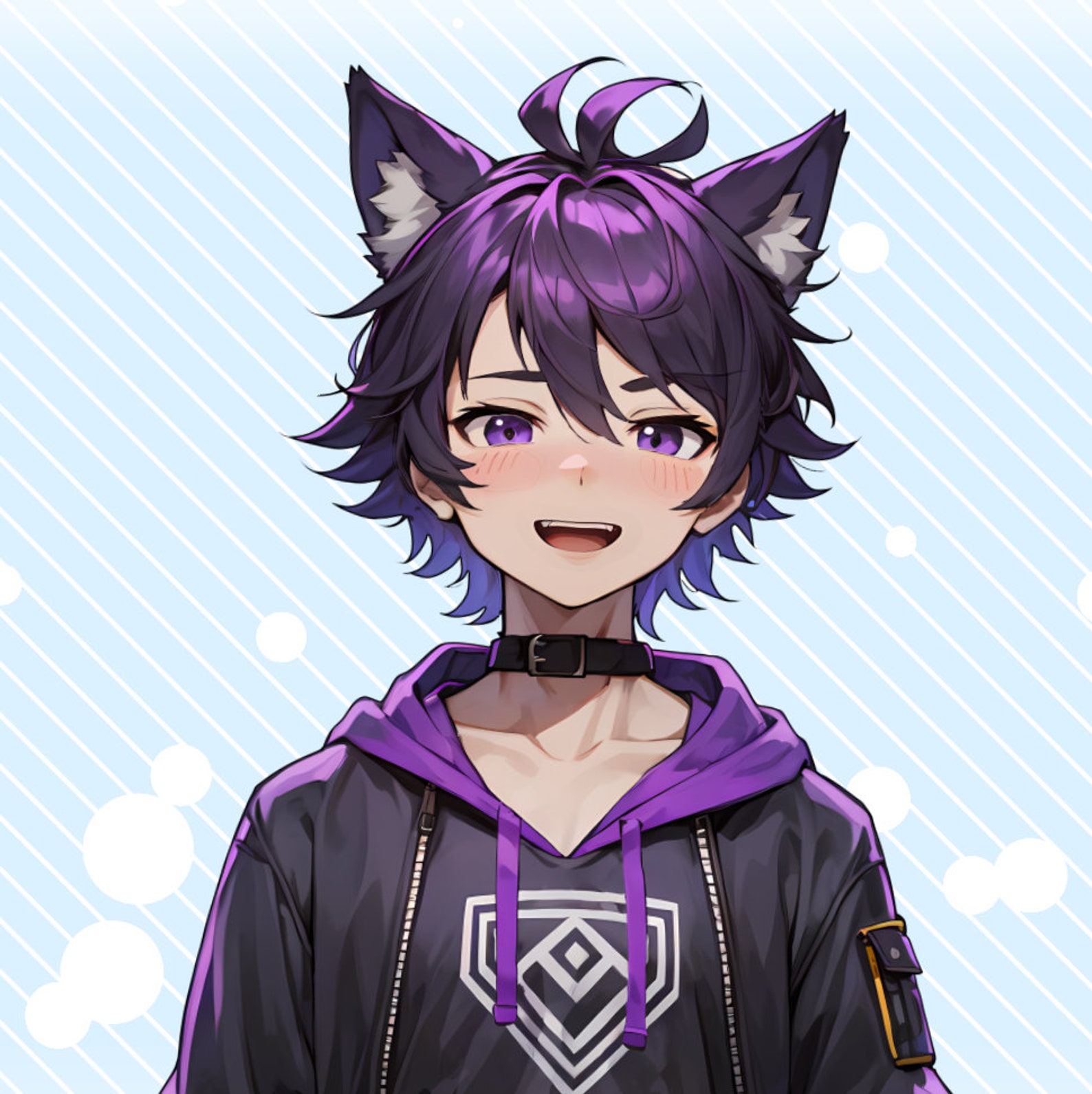 Vtuber - Purple Wolf Boy | Live2d | Animal | Streamer | Wolf | Animal ...